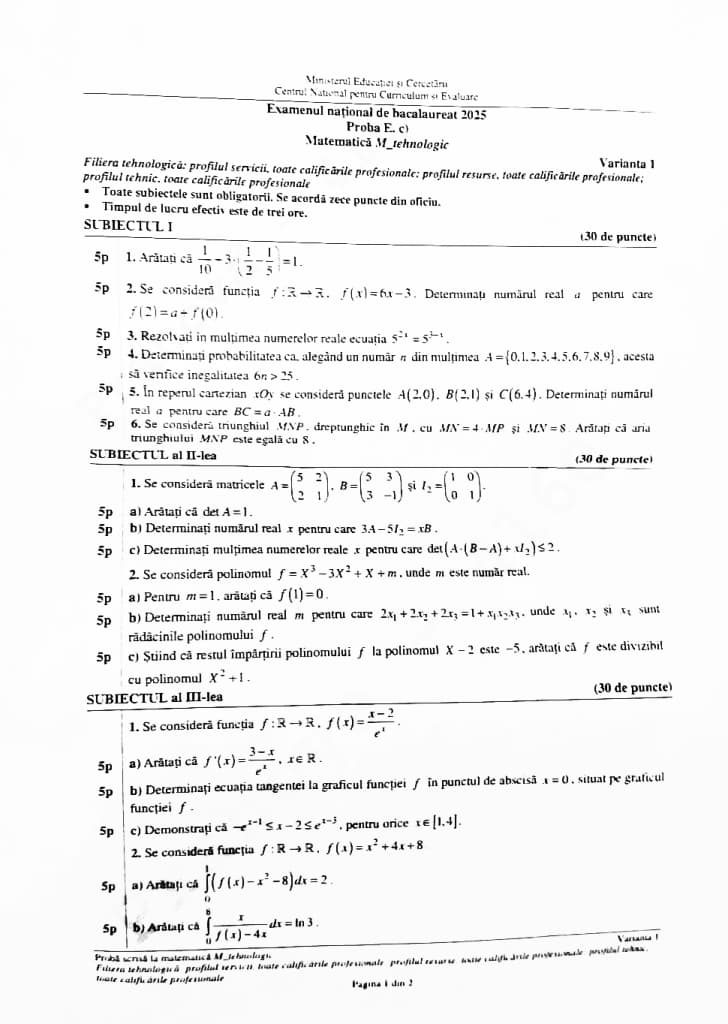 BAC 2025: Ce subiecte au primit elevii la proba de | Semnal
